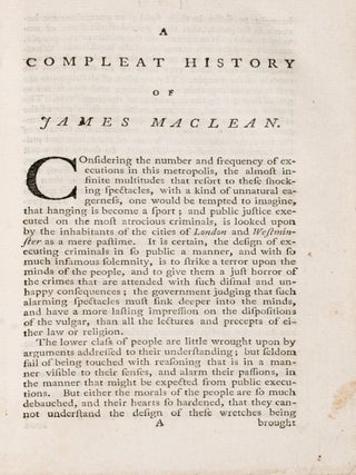 Outlaws A compleat history of James Maclean, the gentleman highwayman ...